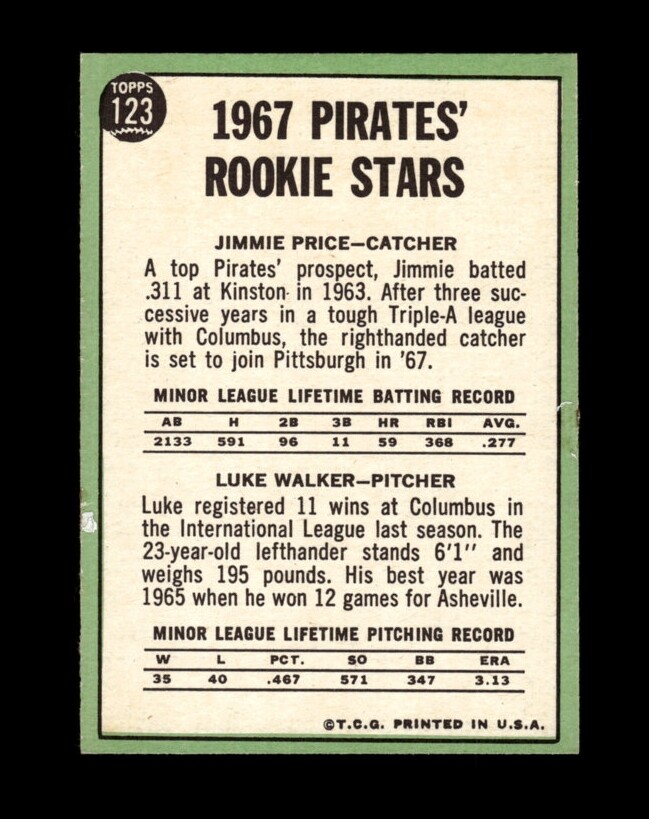 1967 Topps Set-Break #123 Pirates Rookies EX-EXMINT *GMCARDS* | eBay