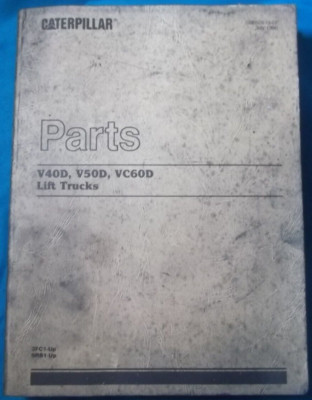 CAT CATERPILLAR V40D V50D VC60D FORKLIFT PARTS MANUAL BOOK S/N 3FC 9RB ...