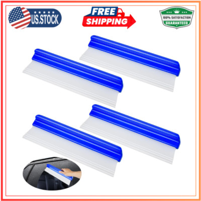 4 Pack 12” Silicone Car Drying Squeegee, 3-Layer T-Bar Water Blade ...