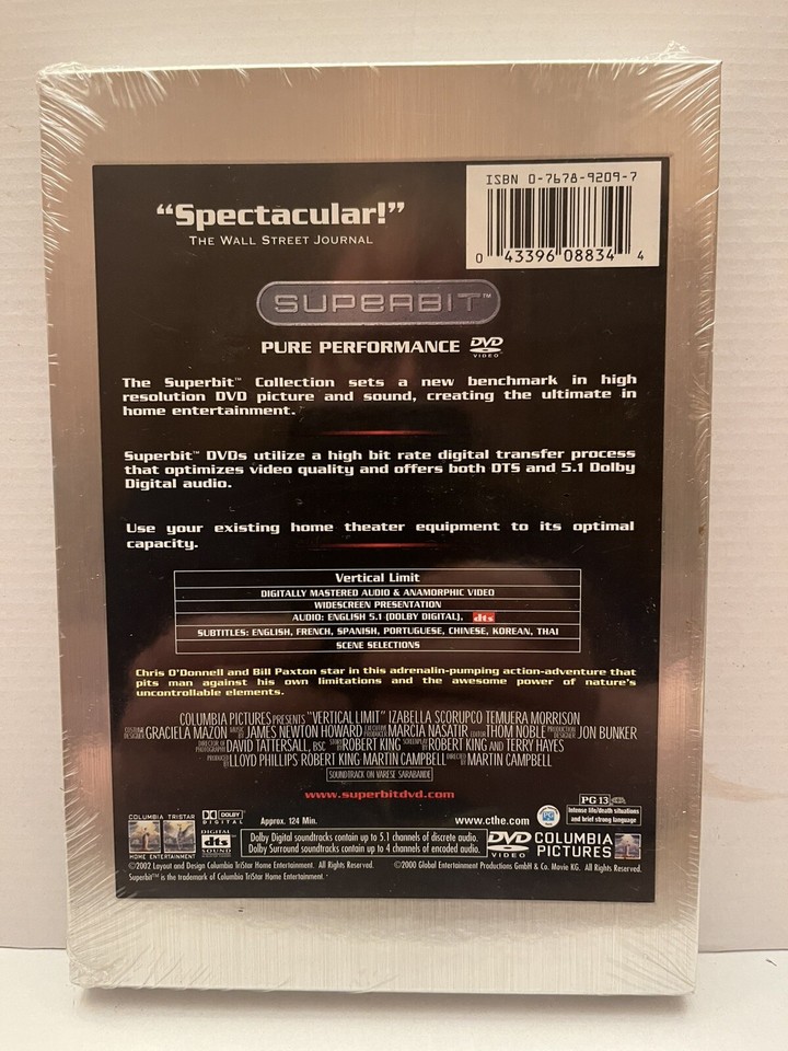 Vertical Limit (DVD, 2002, The Superbit Collection) Chris O’Donnell NEW ...
