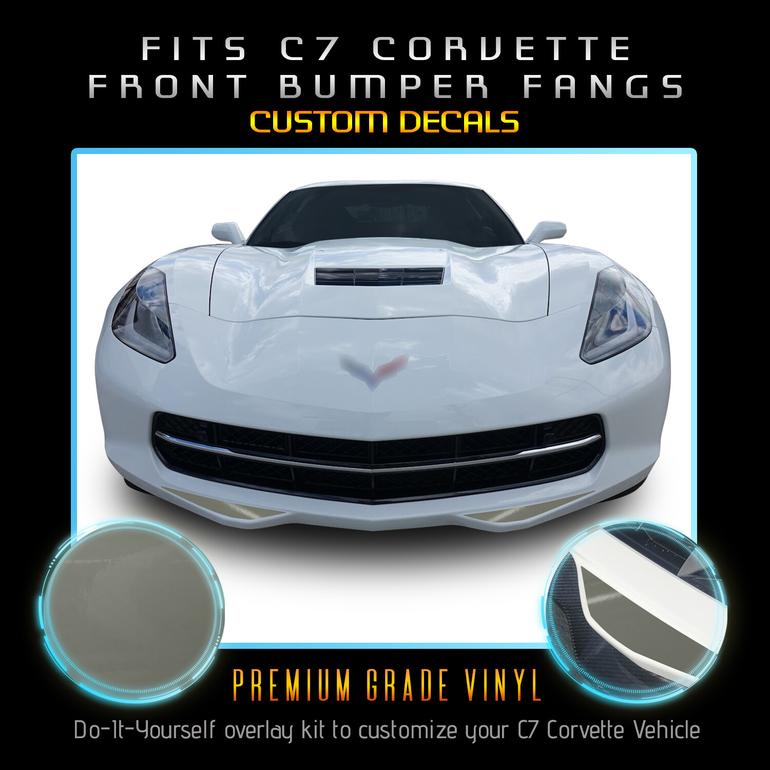 For 2014-2019 C7 Corvette Front Bumper Fangs Accent Overlay Decal ...