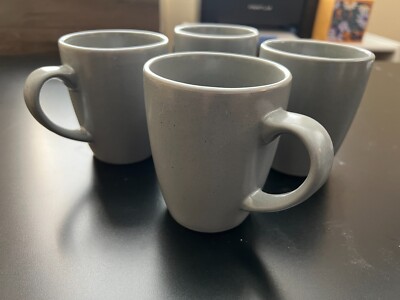 12oz. Gray Mugs 4-Piece Set Solid Glaze Stoneware Microwave & Oven Safe ...