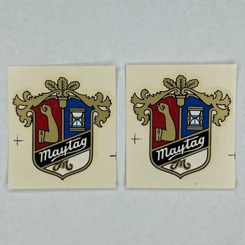 (2) Vintage Maytag Crest Machine Stickers Decals 3x3" Original OEM 1930 ...