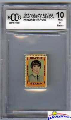 1964 Hallmark Beatles Stamp George Harrison BECKETT 10 MINT Vintage ...