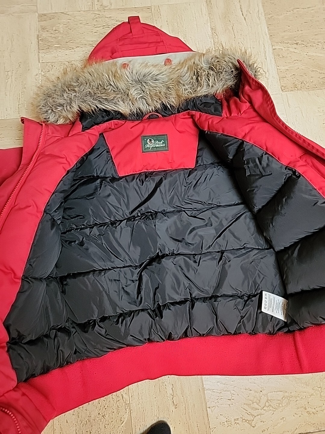 Peak Performance Puffer Down Jacket Feather Fur Size L Vintage Y2k Sweden Red | eBay