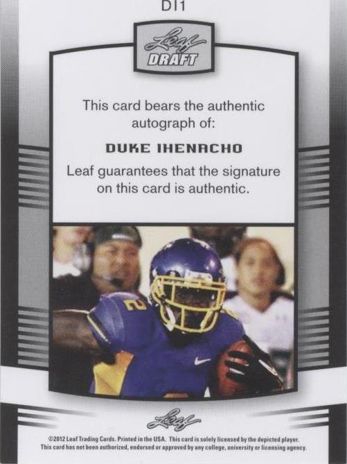 2012 Leaf Draft Duke Ihenacho #DI1 for sale | eBay
