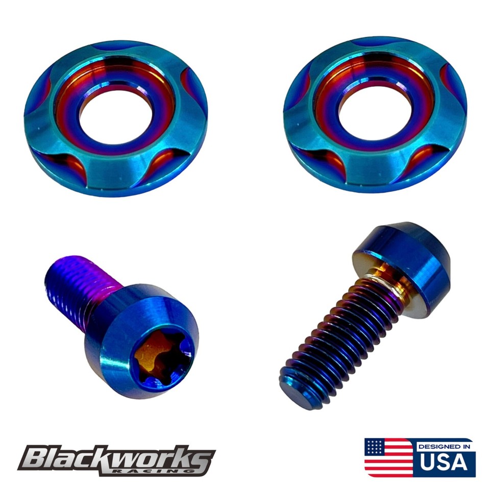 4 TITANIUM BURNT LICENSE PLATE ANTI THEFT SECURITY BOLTS WASHERS TORX ...