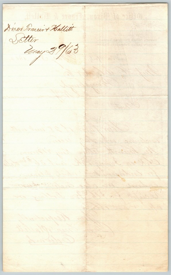 Dixon, Fraser & Hallett 1863 Letterhead Chambers St., NY Brant's Indian ...
