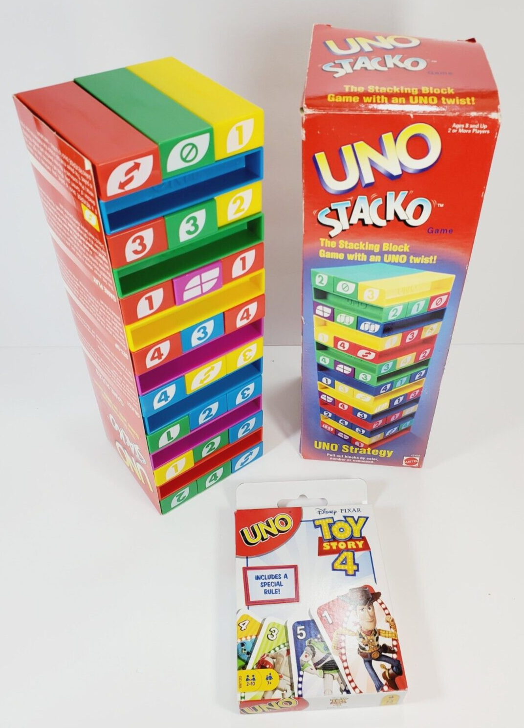 Lot Two 1999 Uno Stacko Game Complete in Box & Toy Story & UNO Card ...
