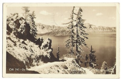 RPPC Postcard 1937 CRATER LAKE-Wizard Island National Park OREGON | eBay
