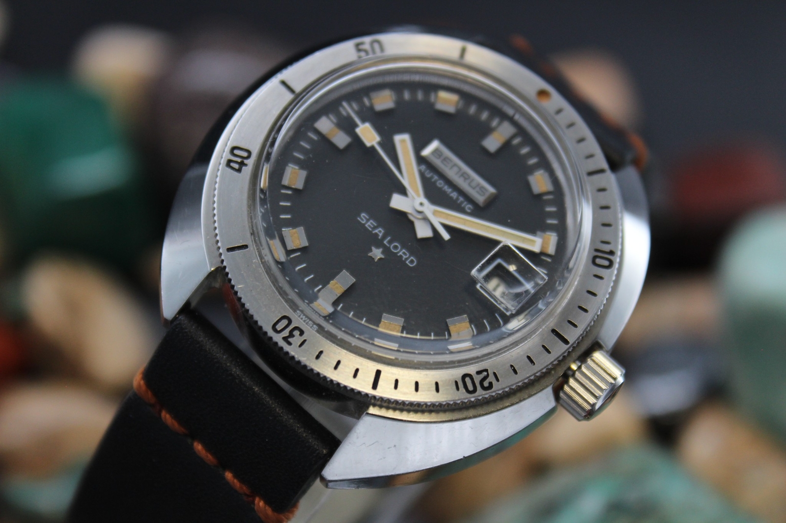 Vintage BENRUS SEA LORD Automatic Stainless Steel Div… - Gem