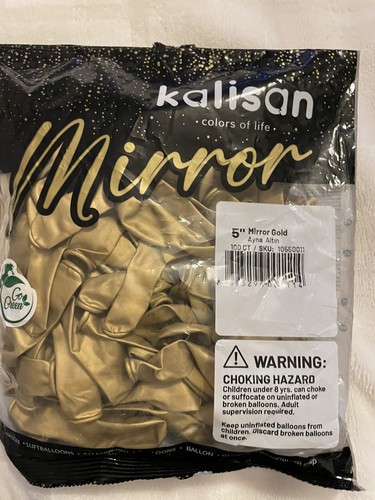 KALISAN 5" MIRROR GOLD LATEX BALLOONS (100 Pack) Like Chrome & Reflex ...