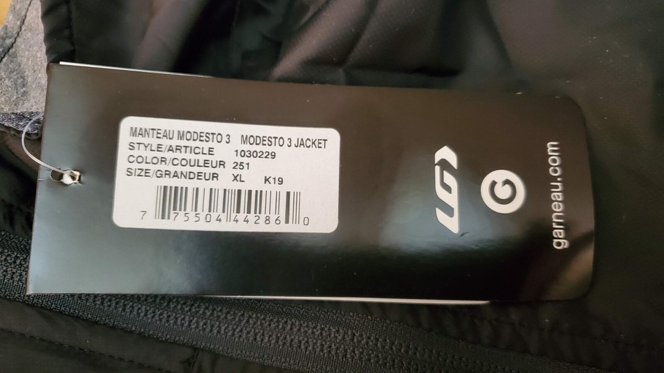 Louis Garneau XL Men's Modesto 3 Cycling Jacket Black/Gray- 1030229 | eBay