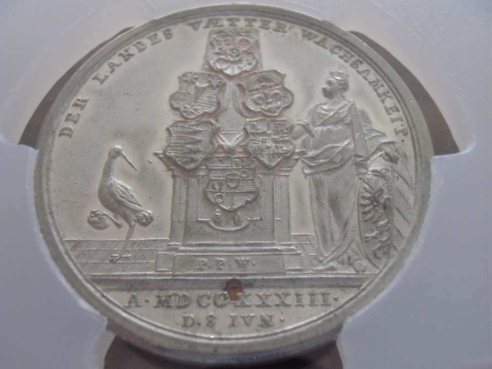 German States Nuremberg 1733 Shooting Medal Cannon Stork Deity Medal ...