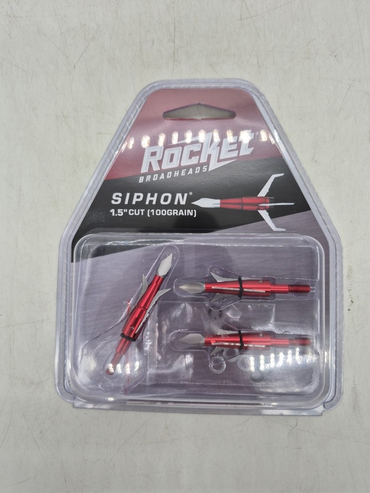 Rocket Broadheads Siphon 100 Grain 1.5" Cut Archery Broadhead 3 Pack | eBay