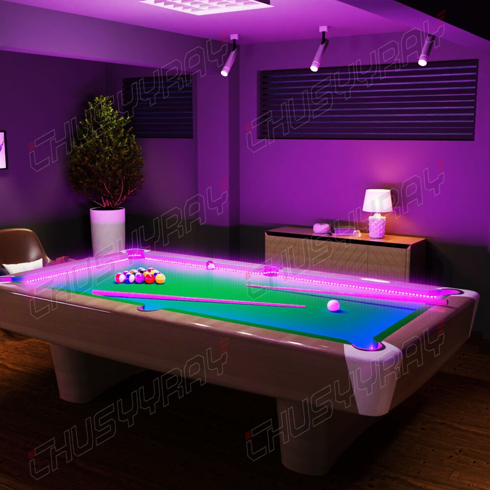 Bar Billiard Pool Table Bumper LED RGB Color Lights Remote Control ...