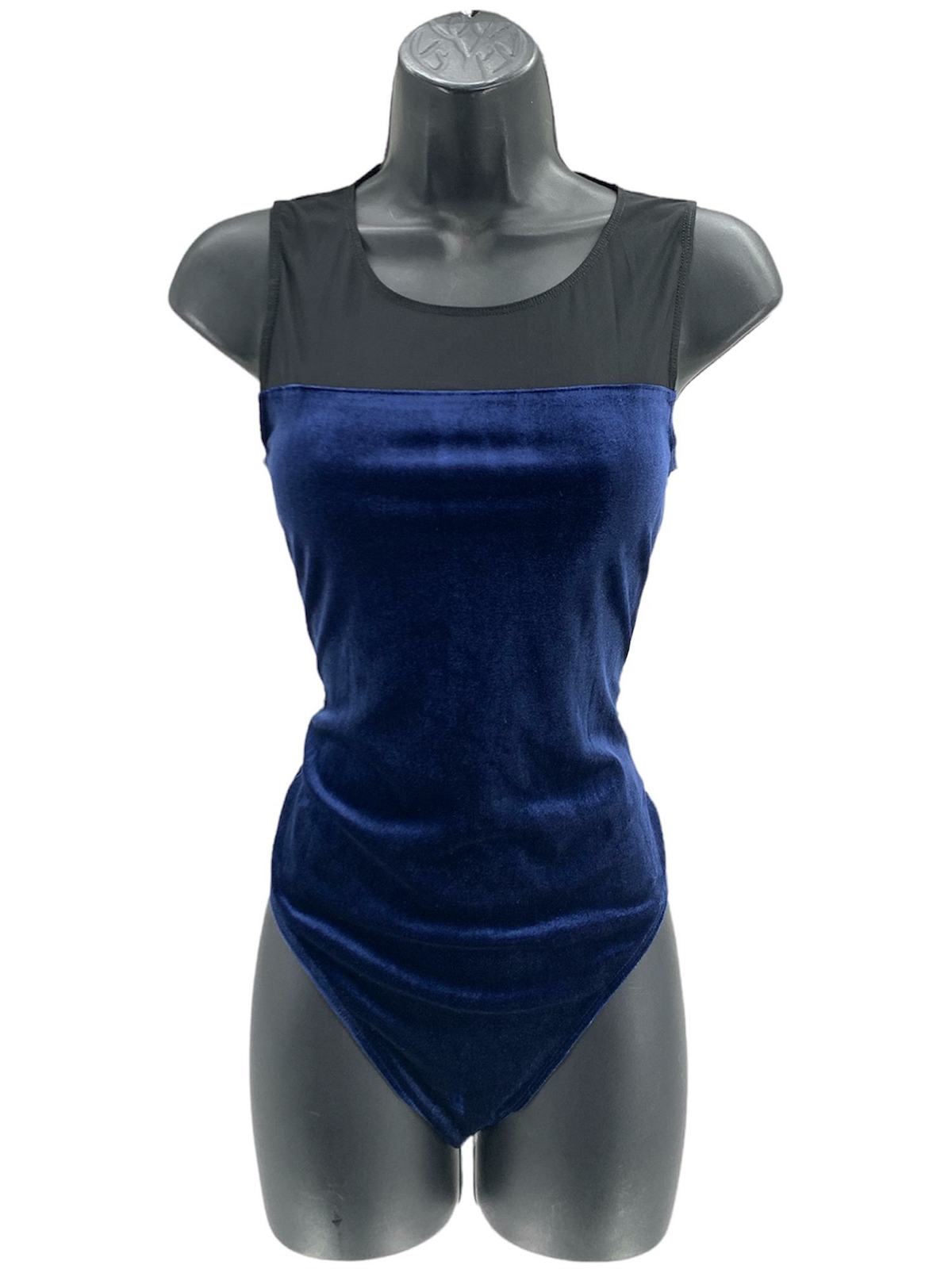 Good American The Mixed Velvet Bodysuit Sapphire - Gem