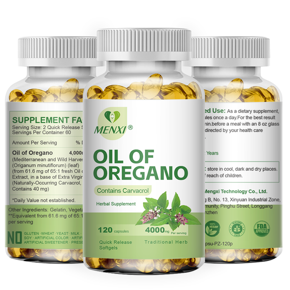 Oregano Oil 4000 mg 120 Softgel Capsules Contains Carvacrol Herbal ...