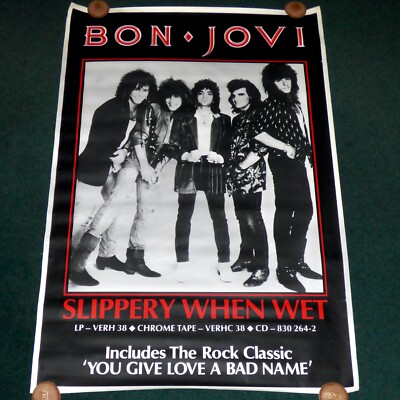 BON JOVI SLIPPERY WHEN WET 1986 VINTAGE ORIGINAL SUBWAY STYLE POSTER ...