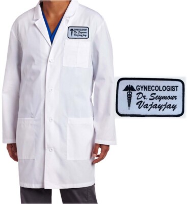 FUNNY Mens REAL LAB COAT DR SEYMOUR VAJAYJAY GYNECOLOGIST Halloween ...