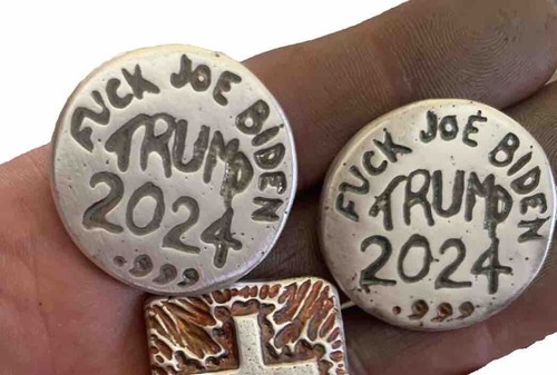 75-77g Hand poured 999 fine silver bullion Trump 2024 F•ck joe Biden VL ...