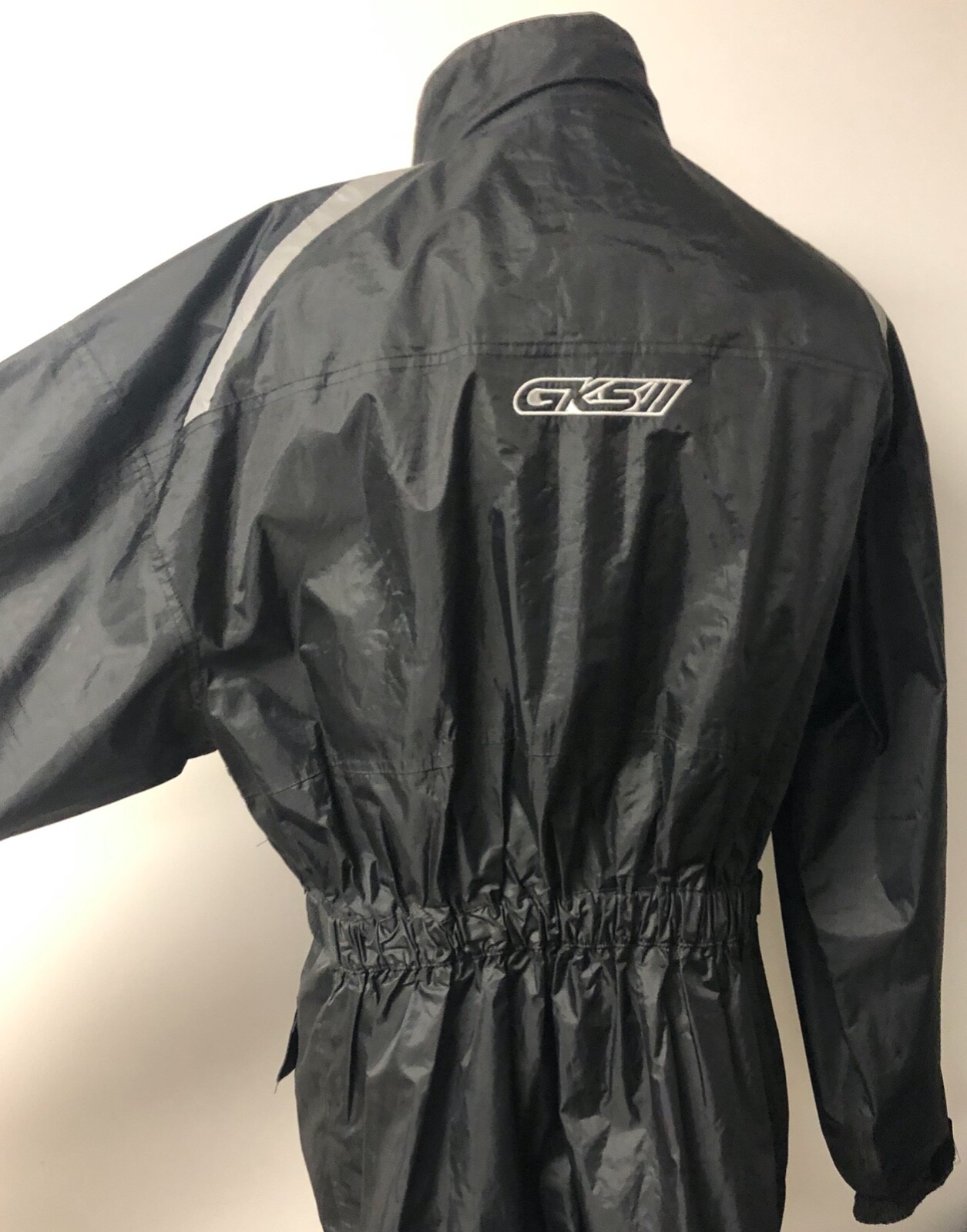 GKS GANKA BLACK NYLON MID LENGTH MOTORCYCLE RAIN COAT… - Gem
