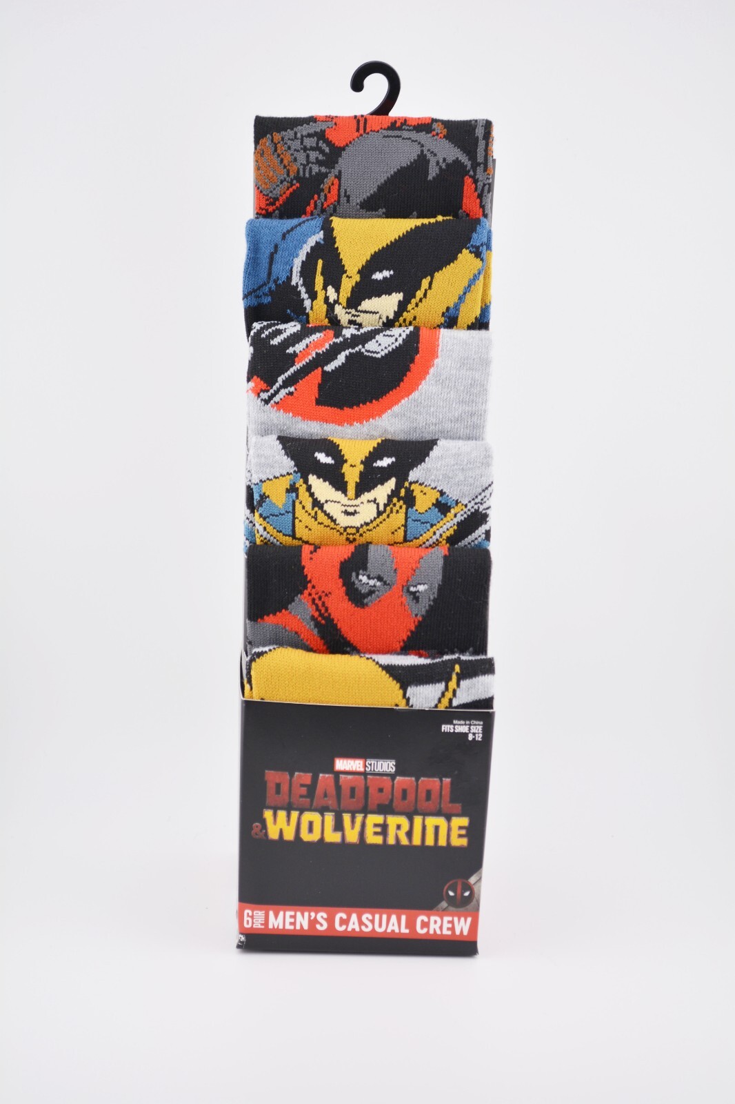 Marvel's Deadpoo & Wolverine 6pk casual crew mens novelty socks sz 8-12 ...