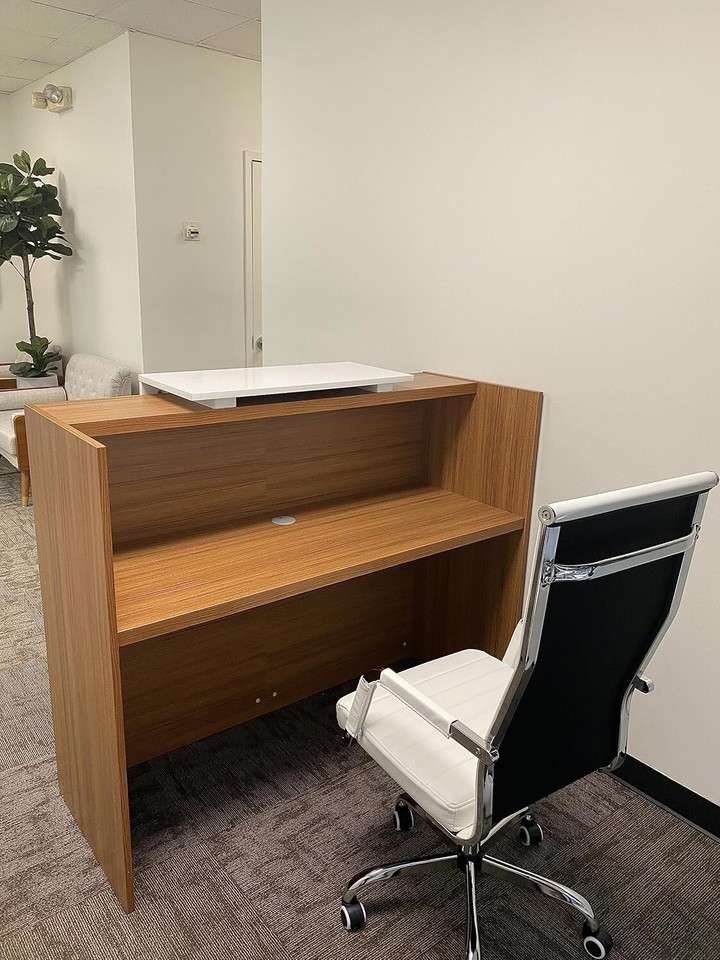 53" Modern Reception Desk, Transaction Counter Top Laminate Standing ...