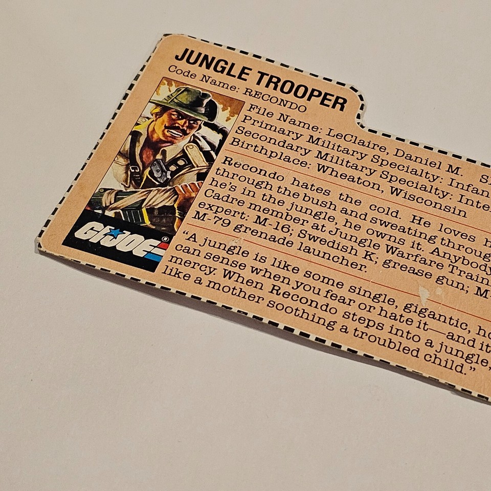 G.I. Joe ARAH 1984 Recondo Red Back File Card Original Vintage | eBay