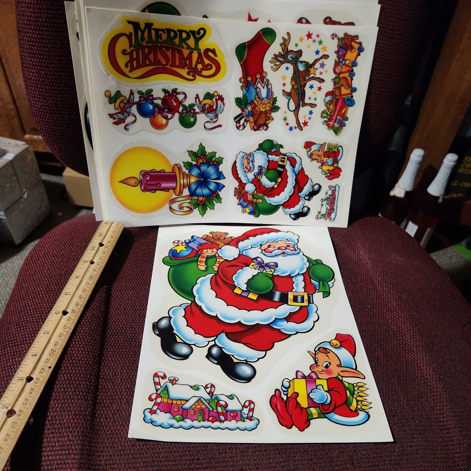 Vintage 70s 80s vinyl decal Christmas window stick on vinyl clings 9 ...