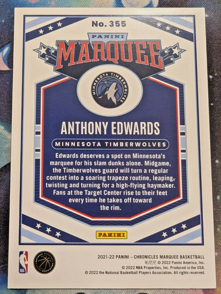 2021-22 Panini Chronicles - Marquee Blue #355 Anthony Edwards 44/99 | eBay