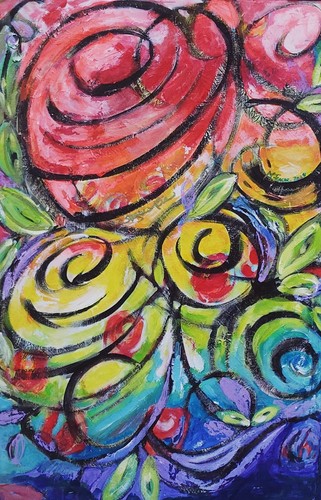 Roses On Bois D Arc... Original Painting By M.lynn Teague | eBay