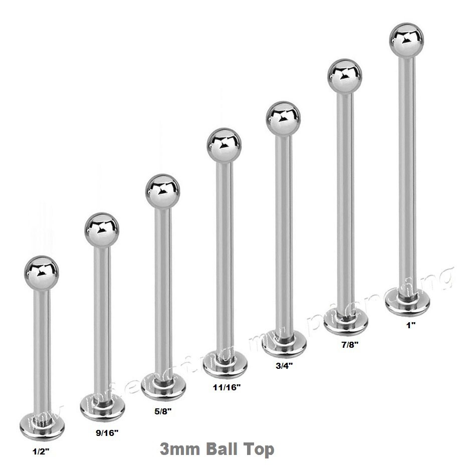 1pc. 16G 14G 316L Surgical Steel Labret Cheek Piercing with 3mm & 4mm ...