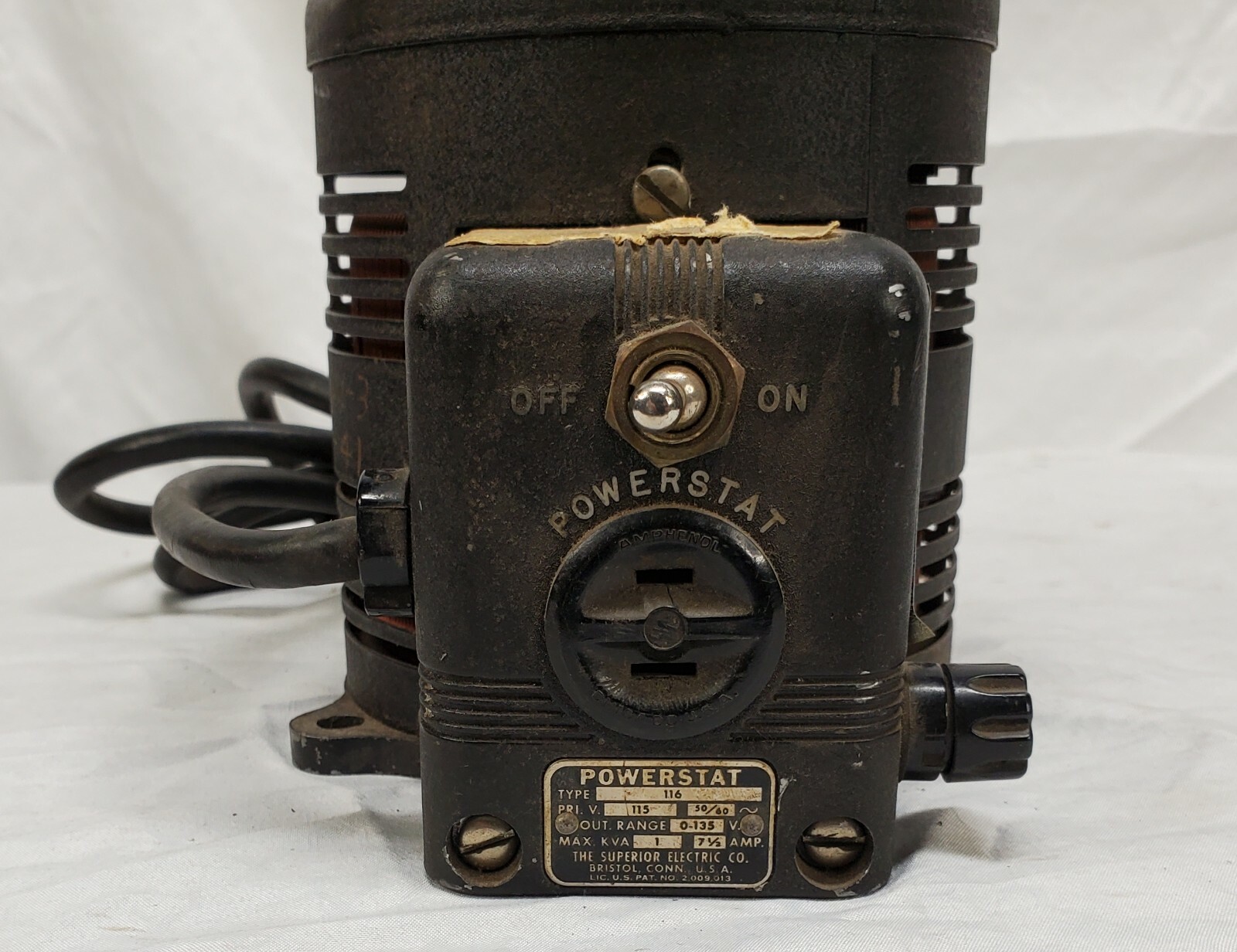 Vintage Superior Electric Powerstat ,Type 116, 7.5 Amp, 0-135 Volt ...