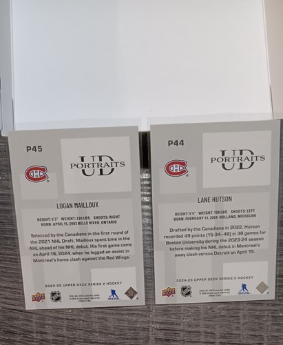 24-25 Upper Deck Series 2 Portraits Lane Hutson | eBay