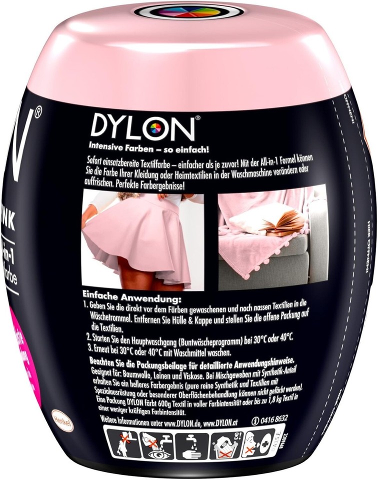 Dylon Fabric Dye Peony Pink Color & Fixative For 600g Fabric Peony | eBay