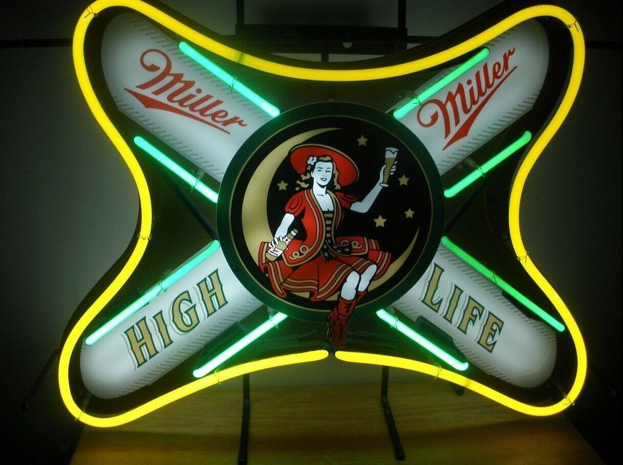 US STOCK Miller High Life Girl Miller Lite Beer 20"x16" Neon Sign Lamp ...