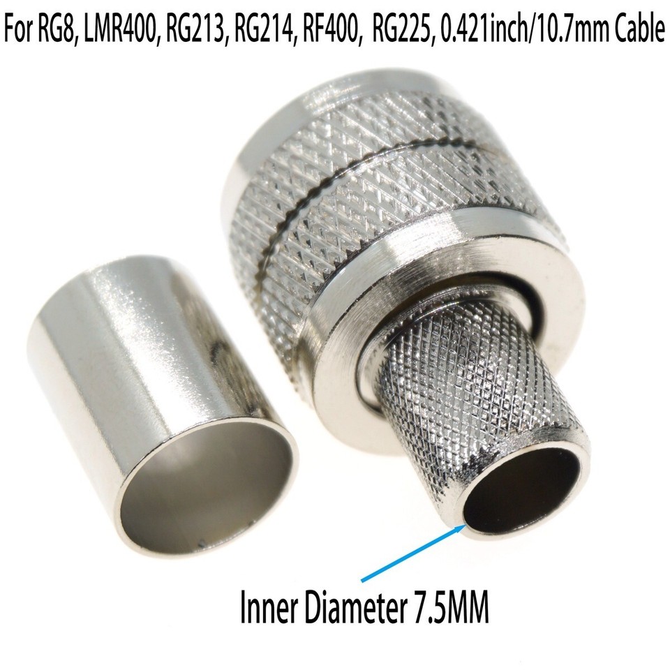 10Pcs UHF PL259 Male Plug Crimp Connector PTFE RG8/RG213/LMR400 RF ...