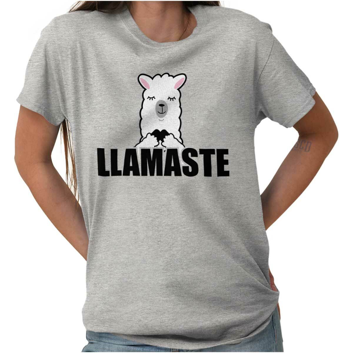 Llamaste Namaste Llama Yoga Alpaca Gym Funny Womens or Mens Crewneck T ...
