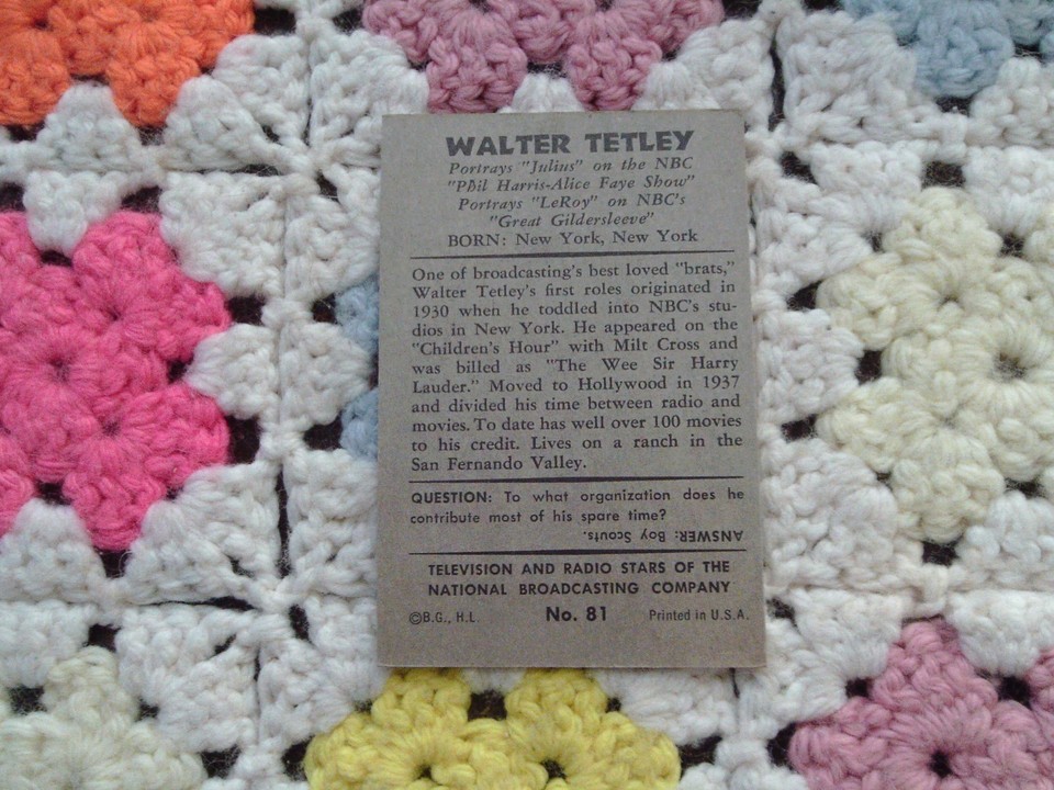 1953 BOWMAN WALTER TETLEY # 81 TELEVISION& RADIO STARS/NATIONAL ...