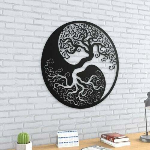Black Contemporary Tree Of Life Metal Wall Art Indoor Outdoor Home ...