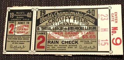 1940 World Series Ticket G2 Cincinnati Reds Detroit Tigers | eBay