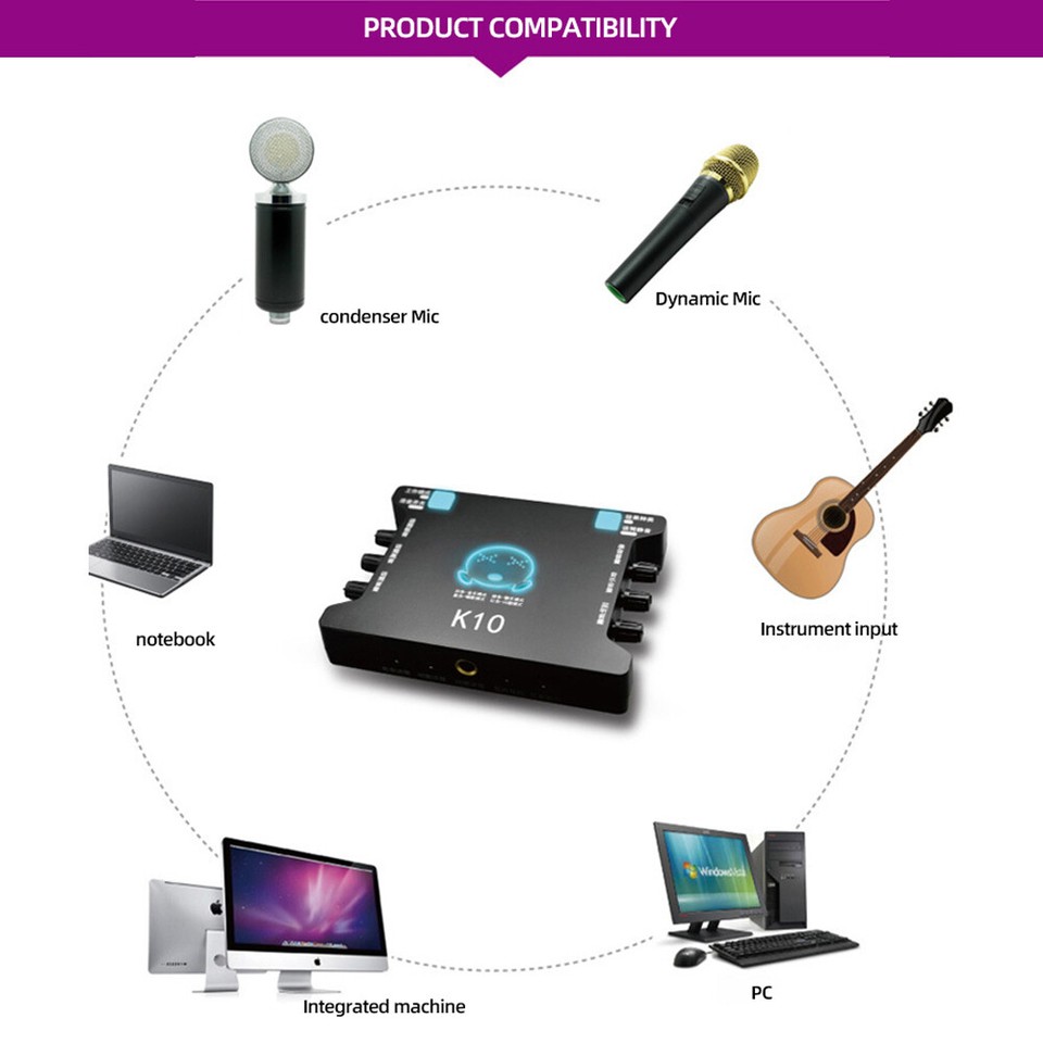 Brand New K10 Studio Sound Card Audio Usb External Computer Pc Mobile ...