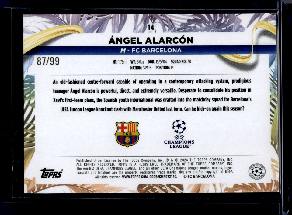 TOPPS CARNAVAL UEFA CLUB COMPETITIONS 23-24 ANGEL ALARCON BARCELONA 87/ ...
