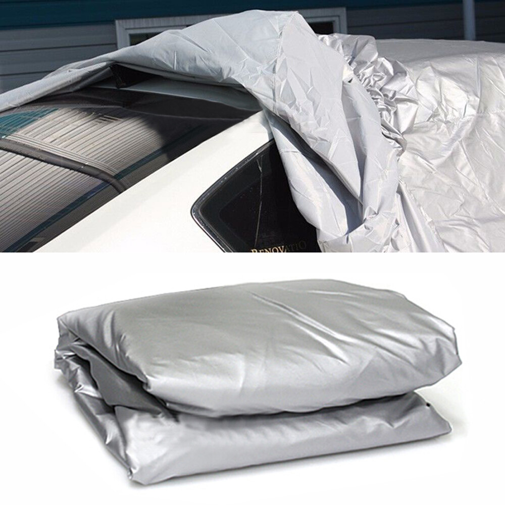 4.8M Full Car Cover In/Outdoor Dust UV Sun Snow Protection Silver Fit ...