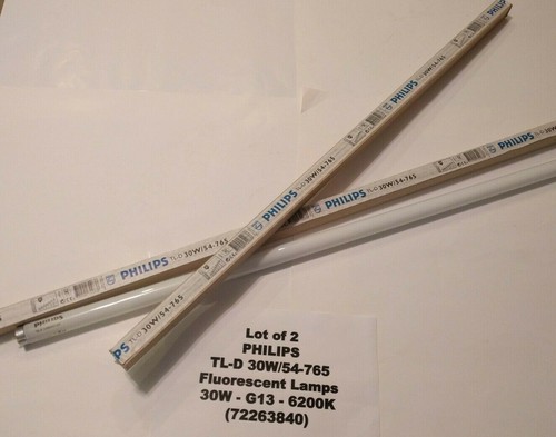 Lot of 2 PHILIPS TL-D 30W/54-765 Fluorescent Lamps 30W - G13 - 6200K ...