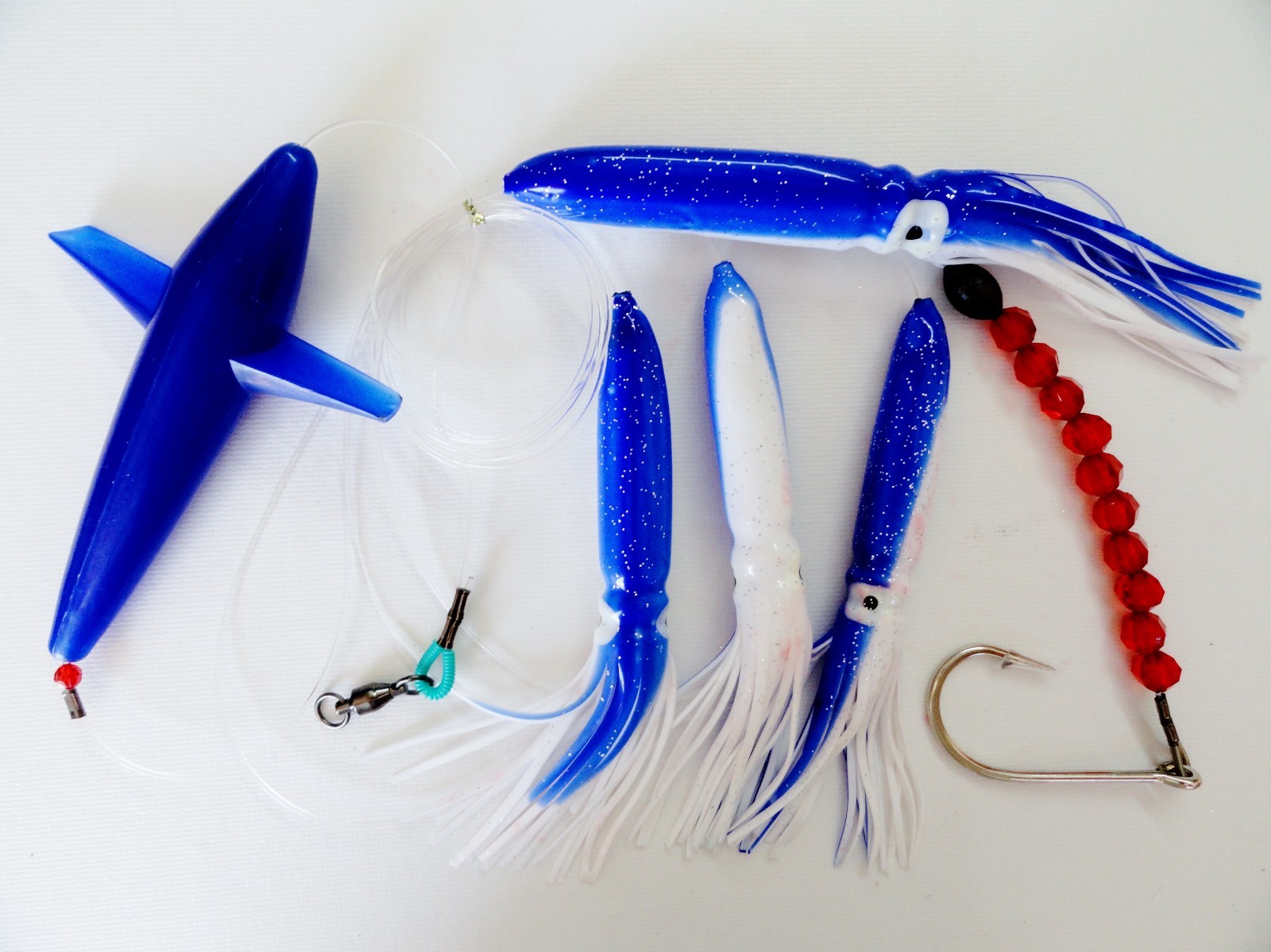 4 Sets daisy chain bait rigs bird tuna marlin fishing lures squid | eBay