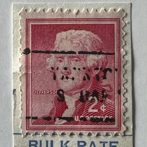 ERROR U.S. 2C STAMP WITH 50% OF INK MISSING FROM SOUTH DAKOTA PRECANCEL ...