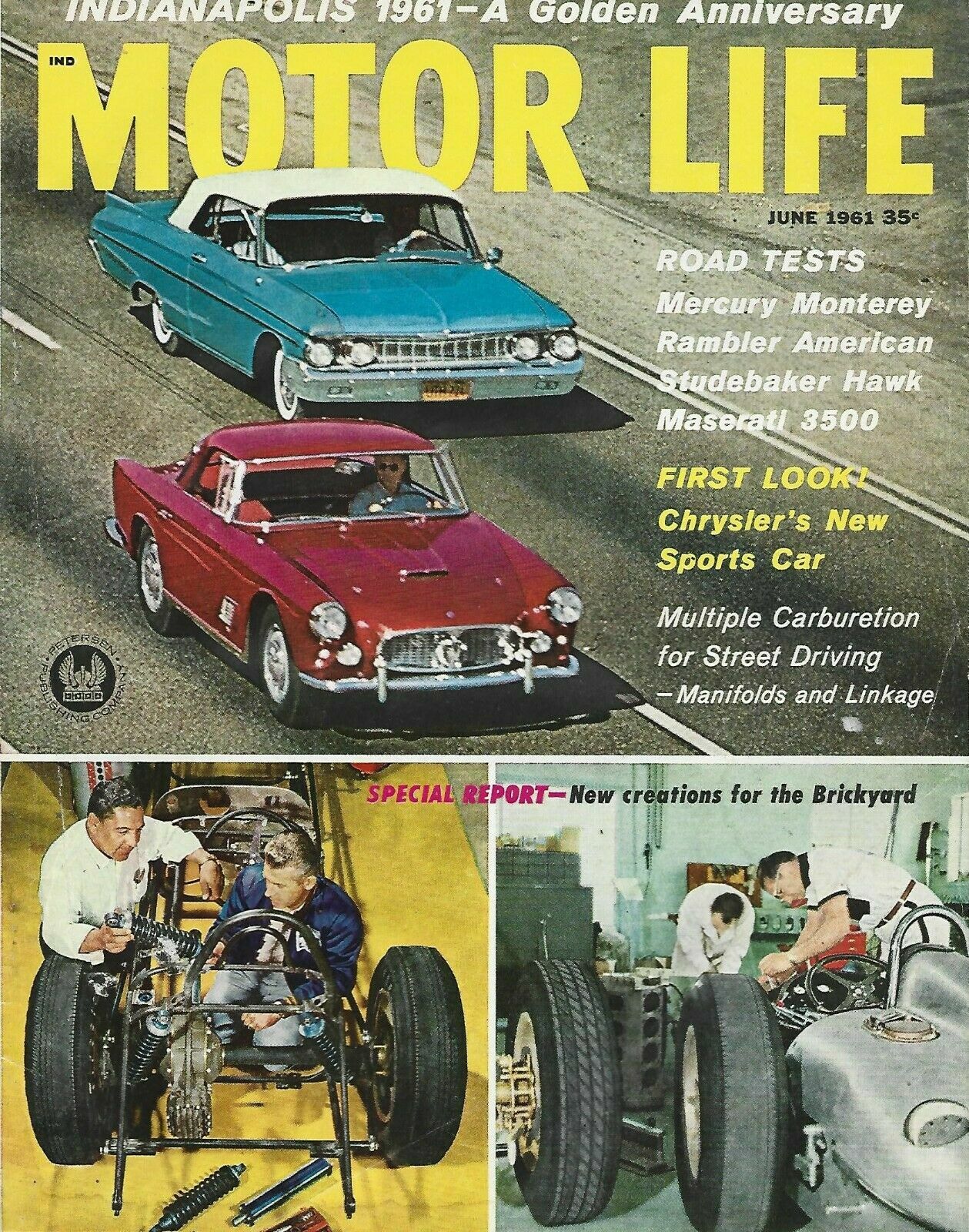 MOTOR LIFE June 1961 Maserati 3500 Stude Hawk Mercury Rambler Chrysler ...