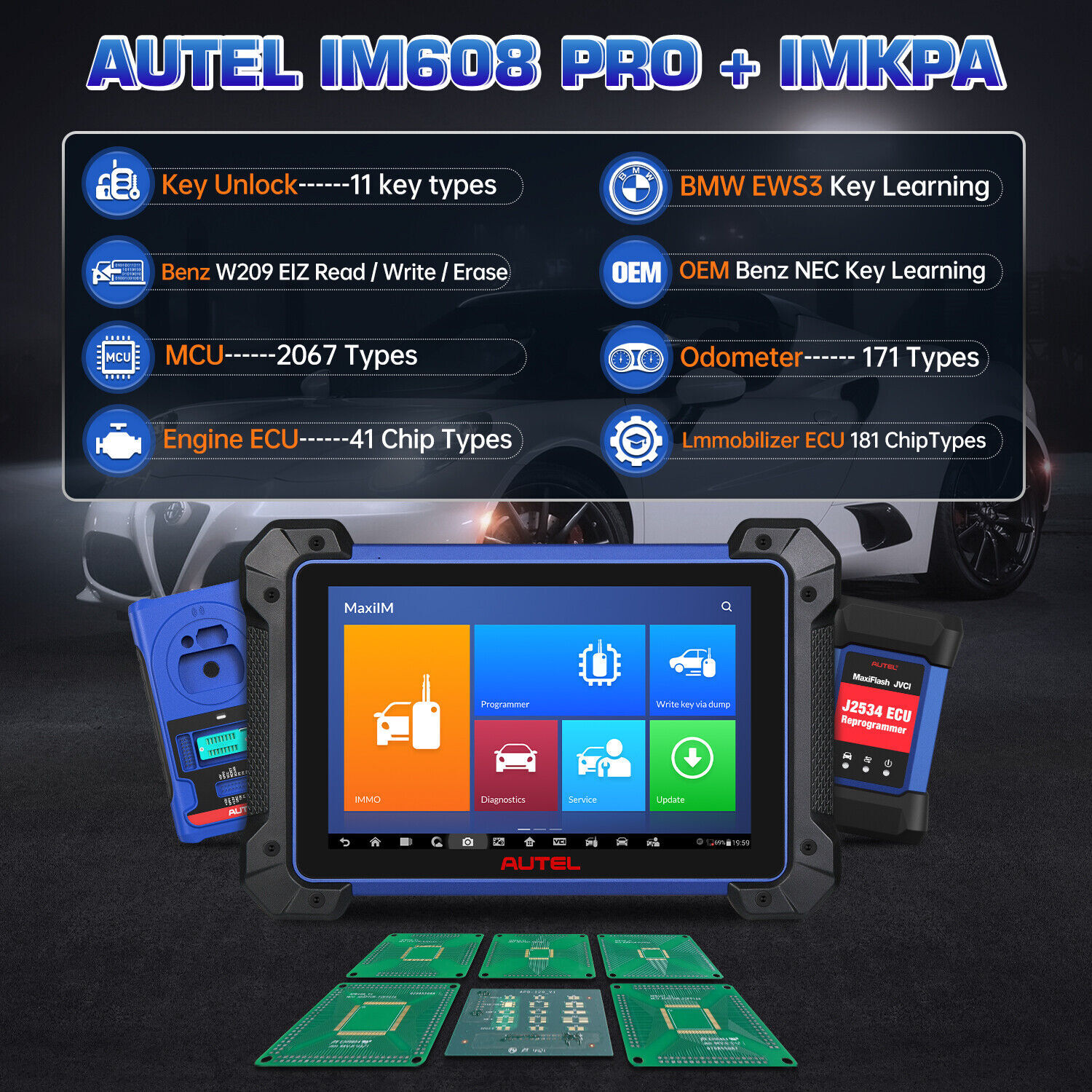 Autel MaxiIM IM608 PRO IMMO Car Key Programming Diagnostic Scanner Tool ...